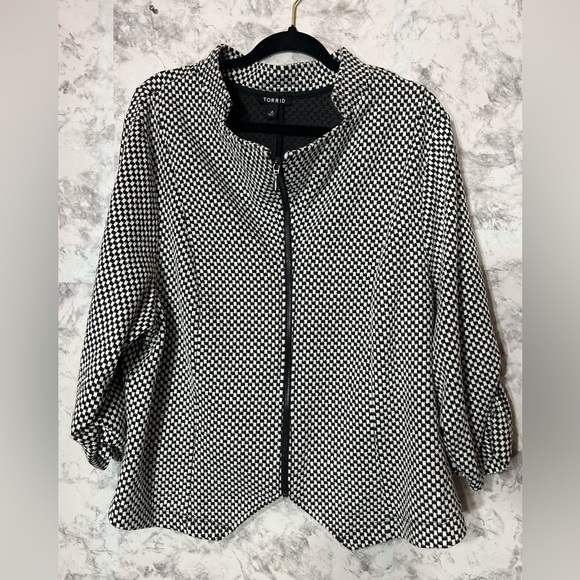 torrid | Jackets & Coats | Torrid Zip Up Knit Jacket Black And White ...